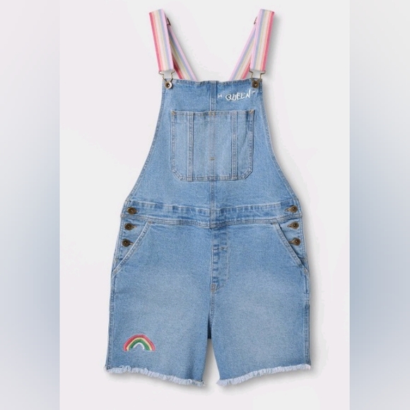 Shorts | Pride Adult Rainbow Shortalls Light Wash | Poshmark